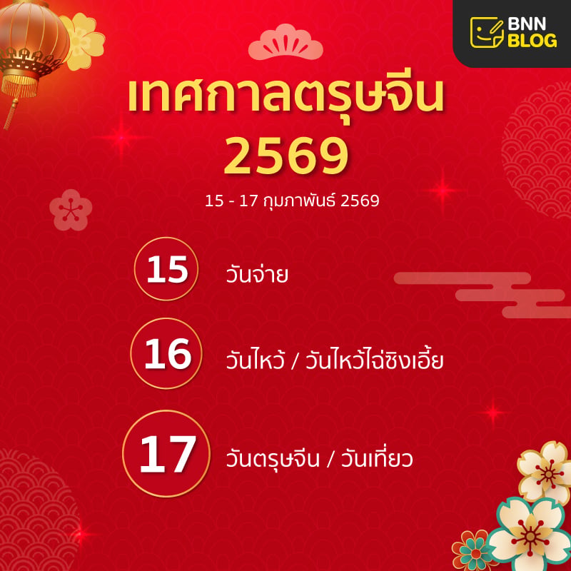 ตรุษจีน 2569 วันจ่าย วันไหว้ วันเที่ยว วันที่เท่าไหร่ ต้องทำอย่างไร